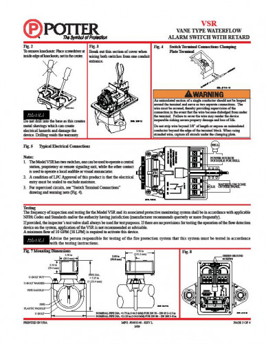 POTTER ELECTRIC Waterflow Switch 12 นิ้ว Model. VSR