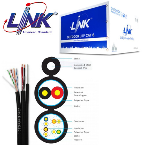 LINK LAN UTP PE Outdoor CAT 6 with Drop wire & Power wire 305 m./Reel ...