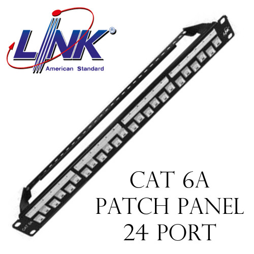 LINK CAT 6A PATCH PANEL 24 PORT, Auto Shutter with Cable Management Model. US-3224A