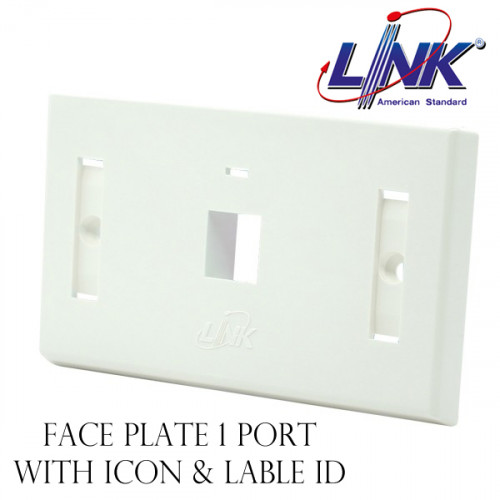 LINK FACE PLATE 1 PORT With Icon & Lable ID (White) Model. US-2001AWH