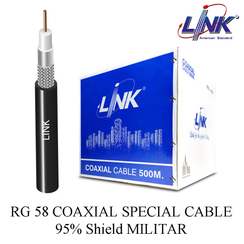 LINK RG 58 COAXIAL SPECIAL CABLE ,95% Shield MILITARY Model. CB-0102 100 m.