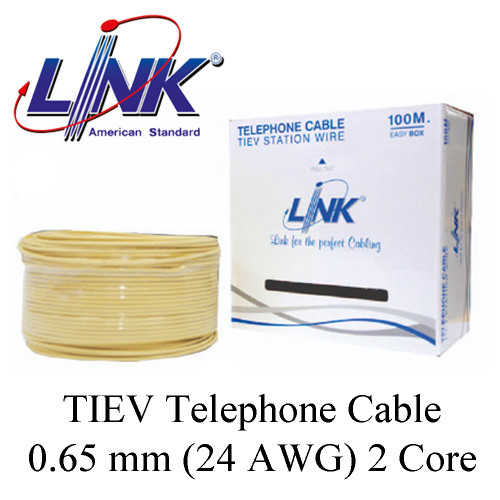 LINK TIEV Telephone Cable 0.65 mm (22 AWG) 2 Core Model. UL-1032 100 m.