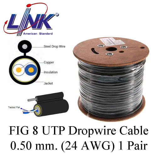 LINK FIG 8 UTP Dropwire Cable 0.50 mm. (24 AWG) 1 Pair Model. UL-1102 200 m.