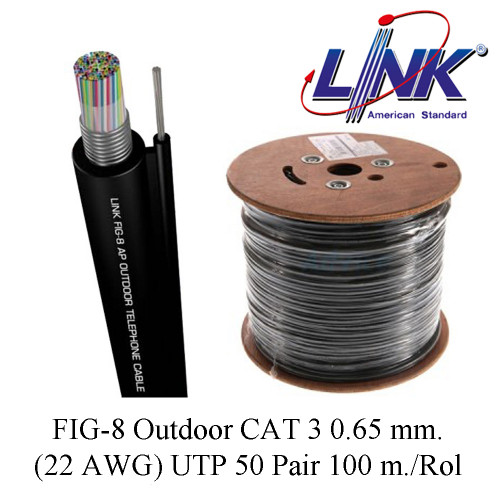 LINK FIG-8 Outdoor CAT 3 0.65 mm. (22 AWG) UTP 50 Pair 100 m./Roll Model. UL-2650
