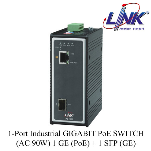 LINK 1-Port Industrial GIGABIT PoE SWITCH (AC 90W) 1 GE (PoE) + 1 SFP ...