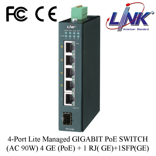 LINK 4-Port GIGABIT Ethernet PoE SWITCH (AC 60W), 4 GE (PoE) + 1 GE ...