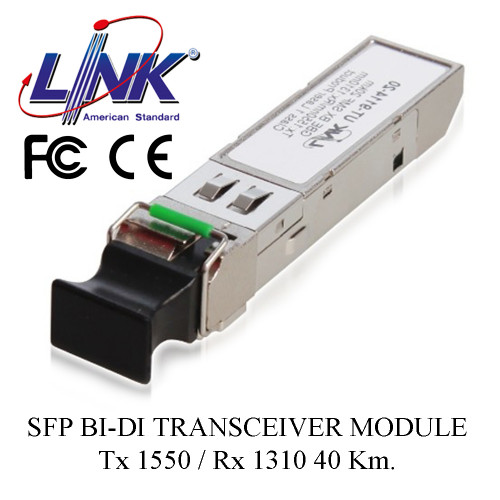 LINK SFP BI-DI TRANSCEIVER MODULE, Tx 1550 / Rx 1310 40 Km. Model. UT ...