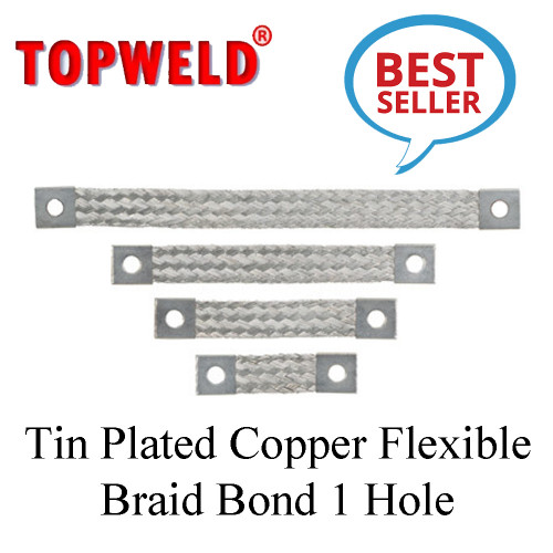 TOPWELD Tin Plated Copper Flexible Braid Bond 1 Hole 35 sq.mm. L 300 mm ...