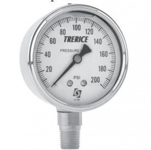 TRERICE Liquid Filled Gauge 4" 0-300 psi.& 0-2100kpa Model. D82
