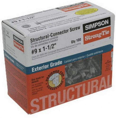 Simpson : SMPSD9112R* น็อต Structural Screws No.9 X 1-1/2 Inch. 100pk.